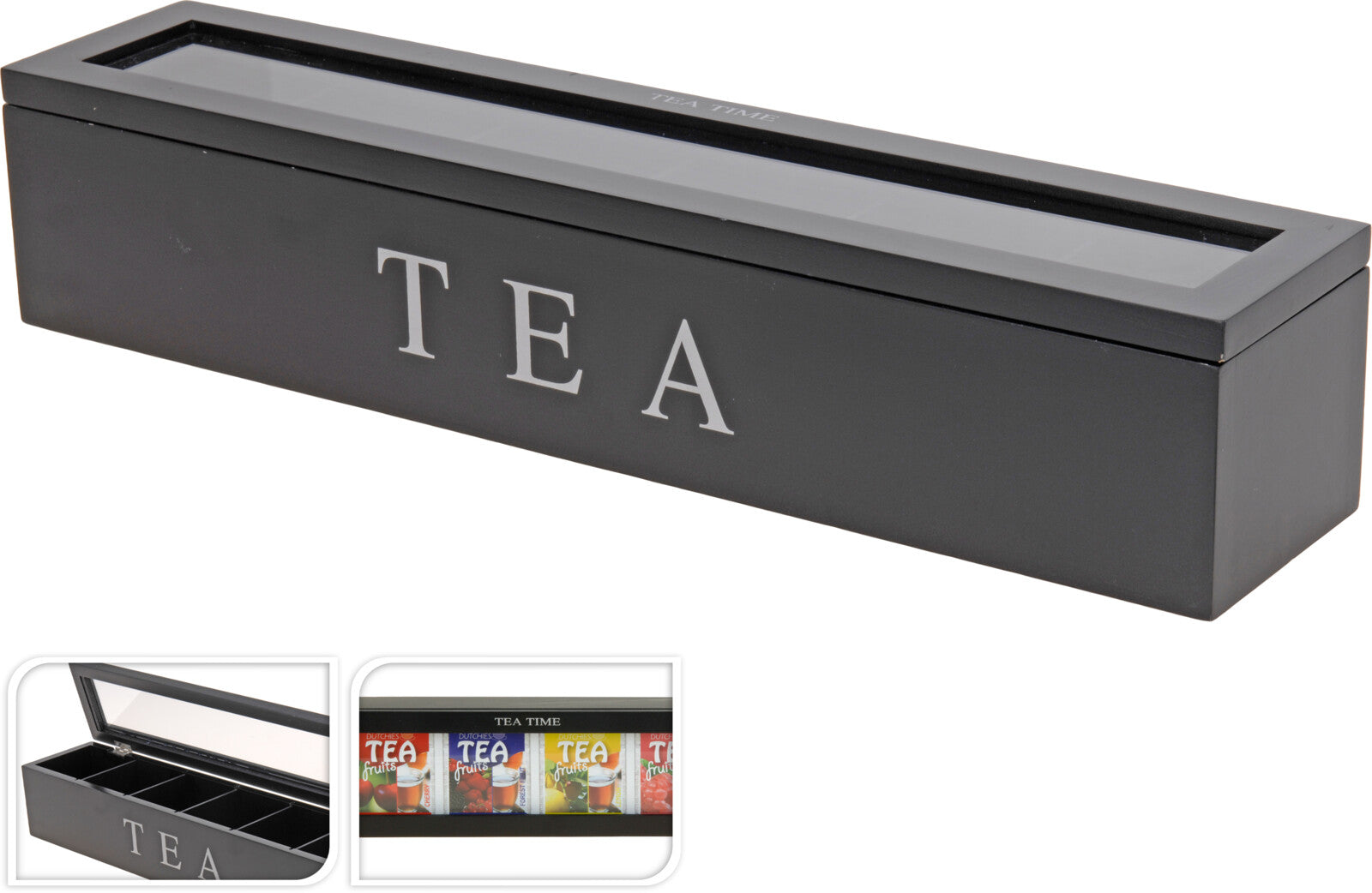 Te boks | sort | 6 separate rum | Aflang model -> Køb nu!